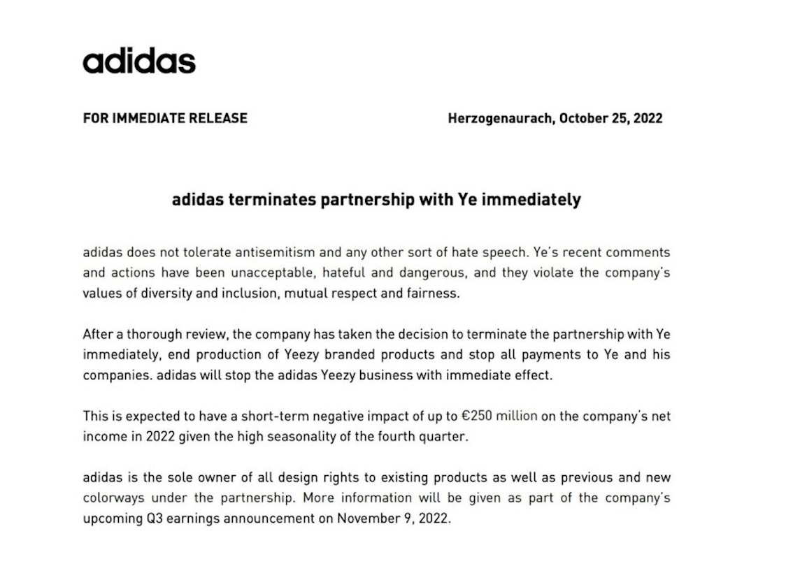 Adidas Terminates Partnership With Kanye West - TheSiteSupply Adidas Terminates Partnership With Kanye West - TheSiteSupply